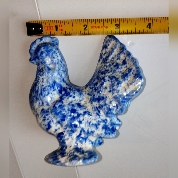 Vintage | Accents | Blue White Rooster Spongeware Pottery Vintage ...